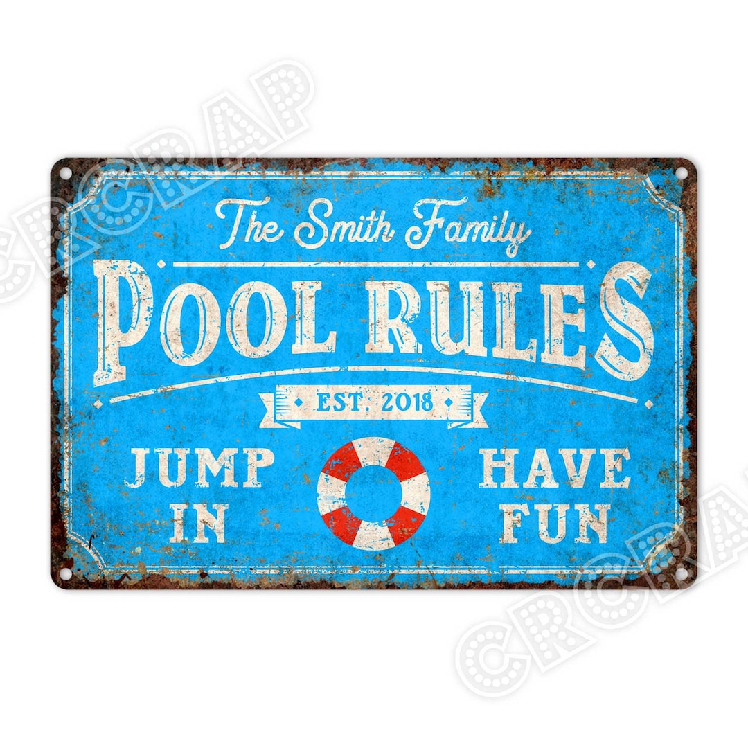 Personalized Pool Rules Metal Sign: Custom Swimming Pool Decor - Etsy