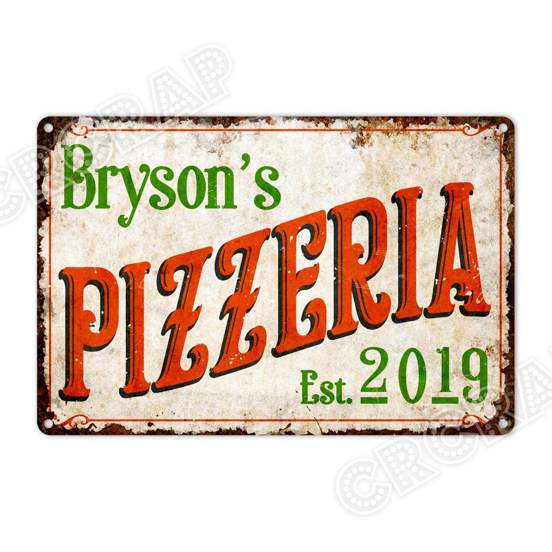 Custom Pizzeria Sign, Pizza Sign, Pizza Shop Sign, Kitchen Sign, Metal ...