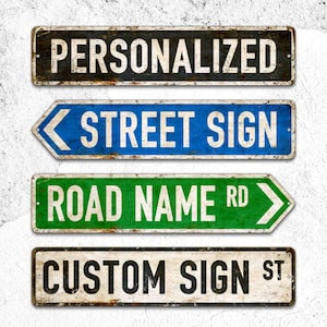 Personalized Street Sign Custom Metal Sign Directional Arrow Rustic ...