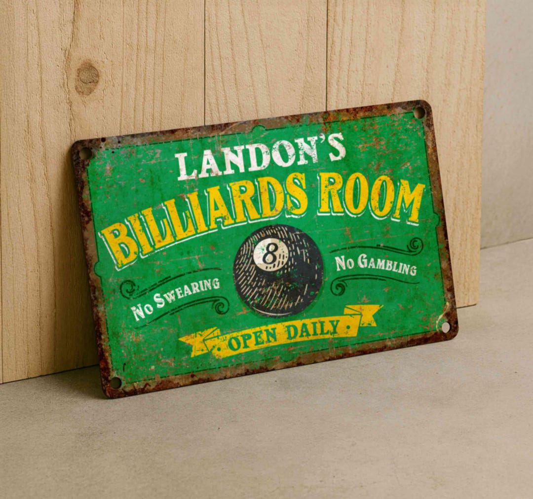 Personalized Billiards Room Sign – Custom Vintage Pool Hall Decor for ...