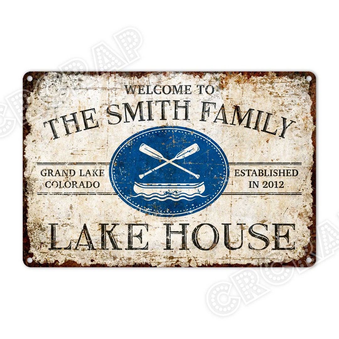 Lake House Sign, Lake House Decor, Cabin Sign, Metal Sign, Rustic Wall ...