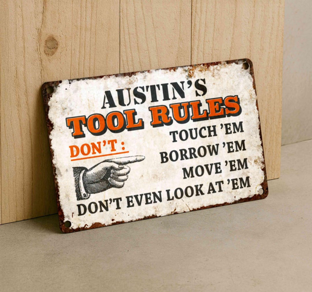 Personalized Tool Rules Metal Sign – Custom Vintage Workshop Plaque for ...