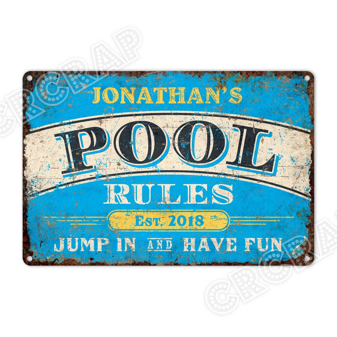 Custom Pool Rules Sign: Personalized Metal Wall Decor - Etsy