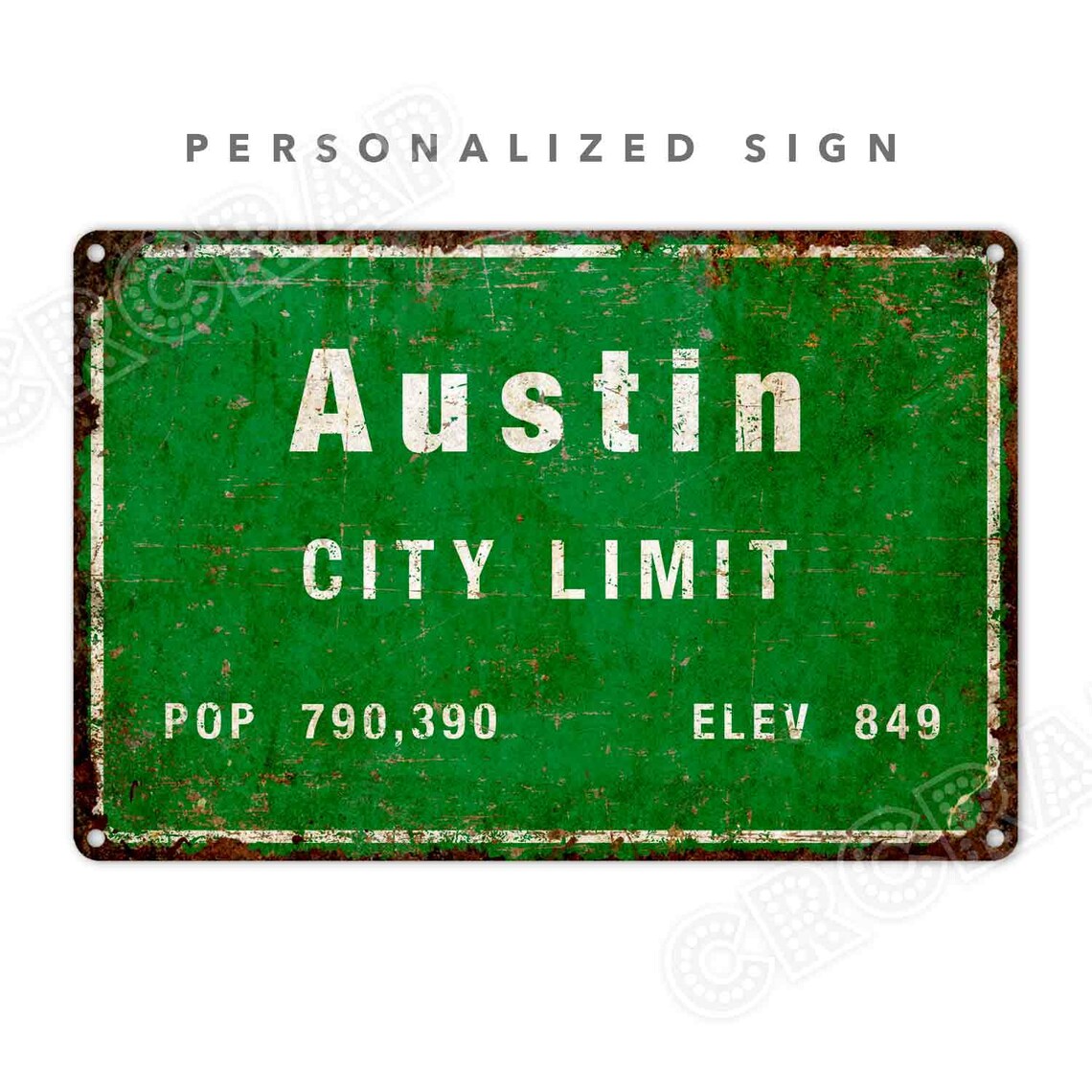 City Limits Sign, Custom Metal Sign, Personalised Gifts, Population ...