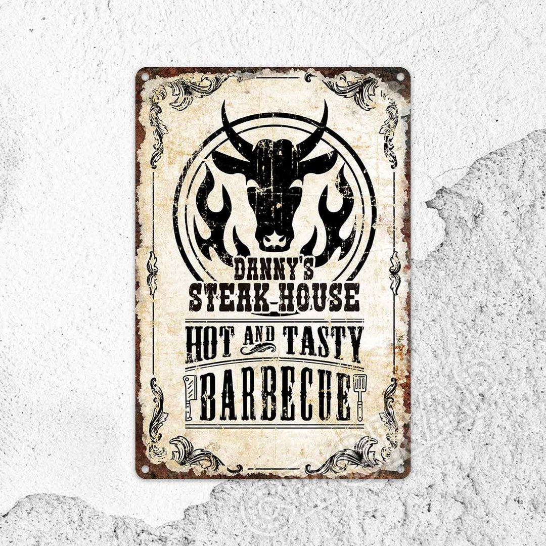 Custom Sign, Bar & Grill, Metal Sign, Backyard Sign, Barbecue, BBQ ...