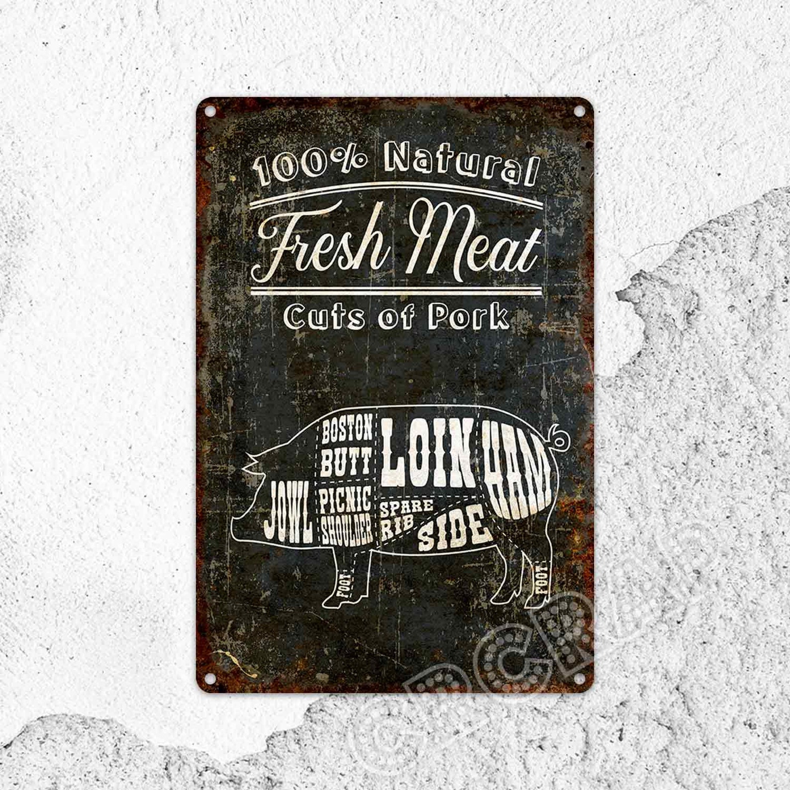 Butcher Shop Sign Pig Cuts Kitchen Decor Metal Sign or - Etsy