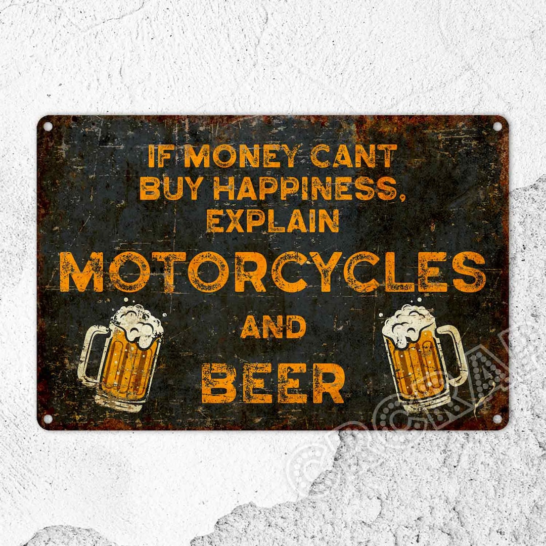 Motorcycle and Beer, Bar Sign, Garage Sign, Pub Sign, Lounge Decor ...