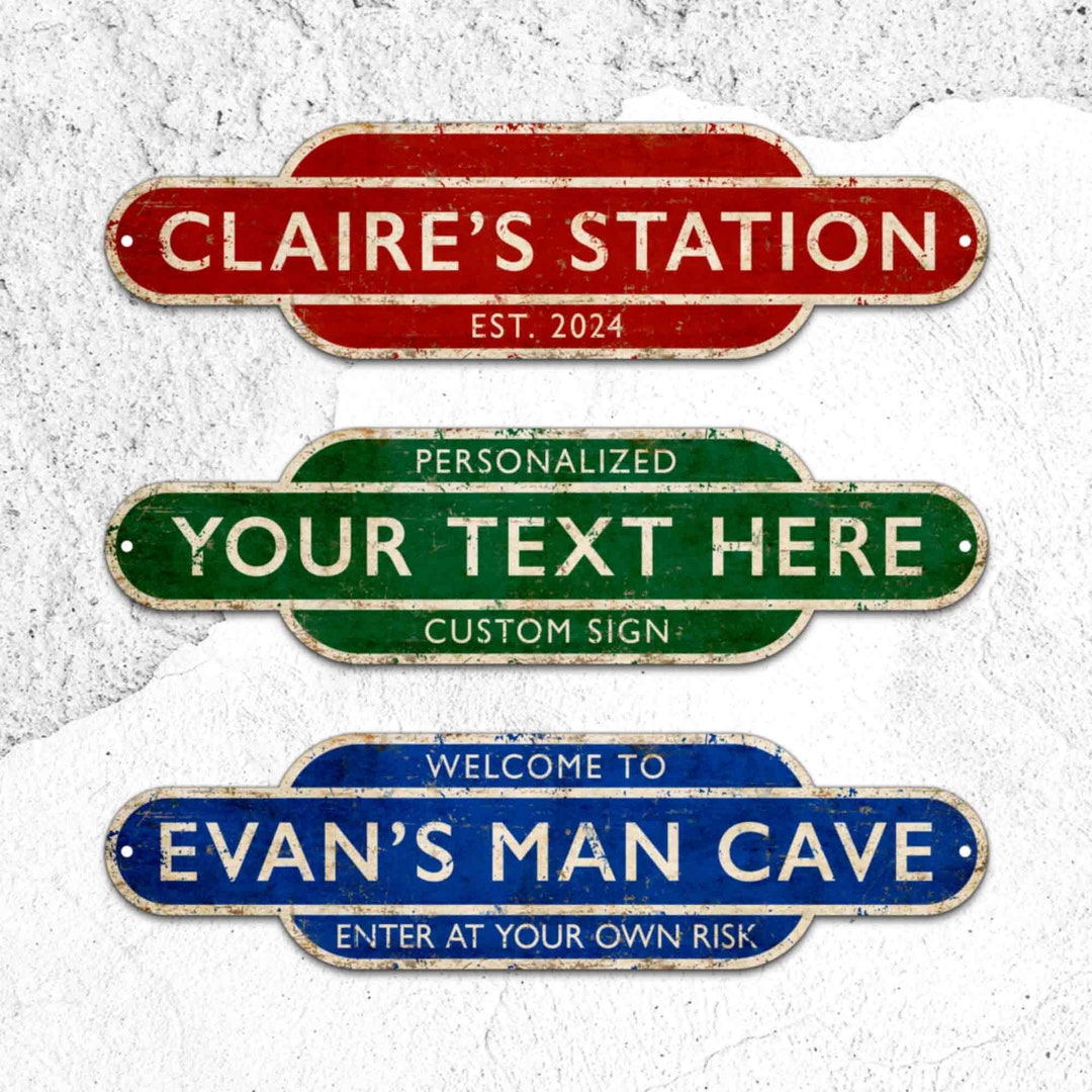 Custom Metal Street Sign Personalized Railway Station Sign Contemporary ...