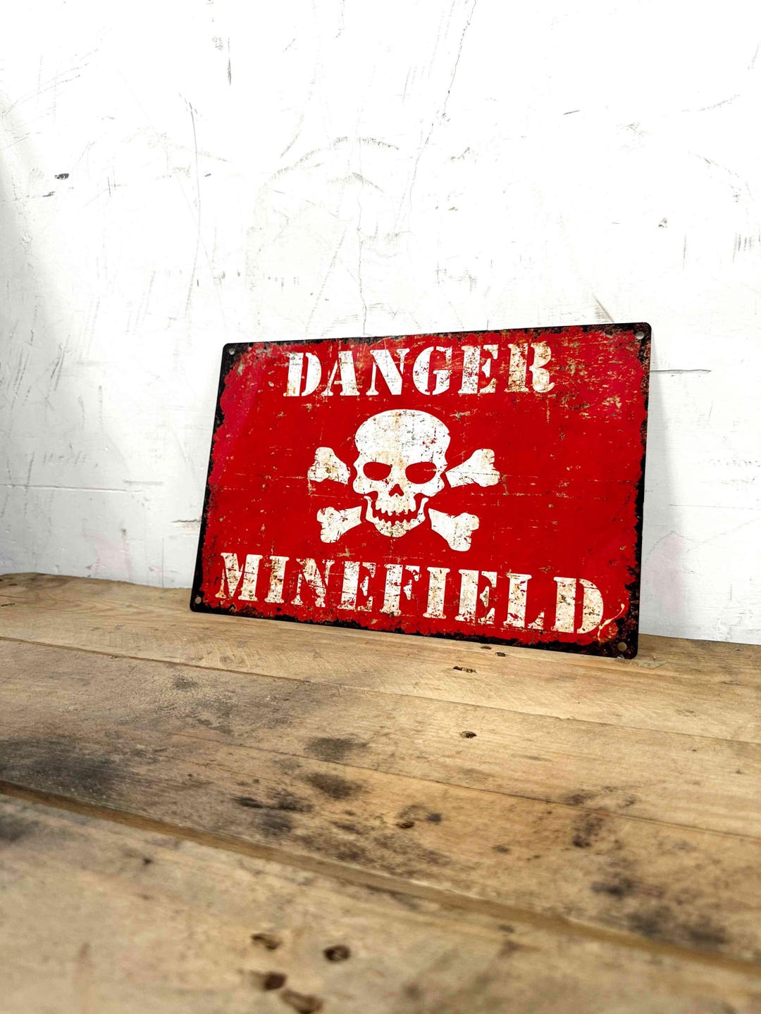 Danger Minefield Metal Sign, Rustic Outdoor Warning Decor - Etsy