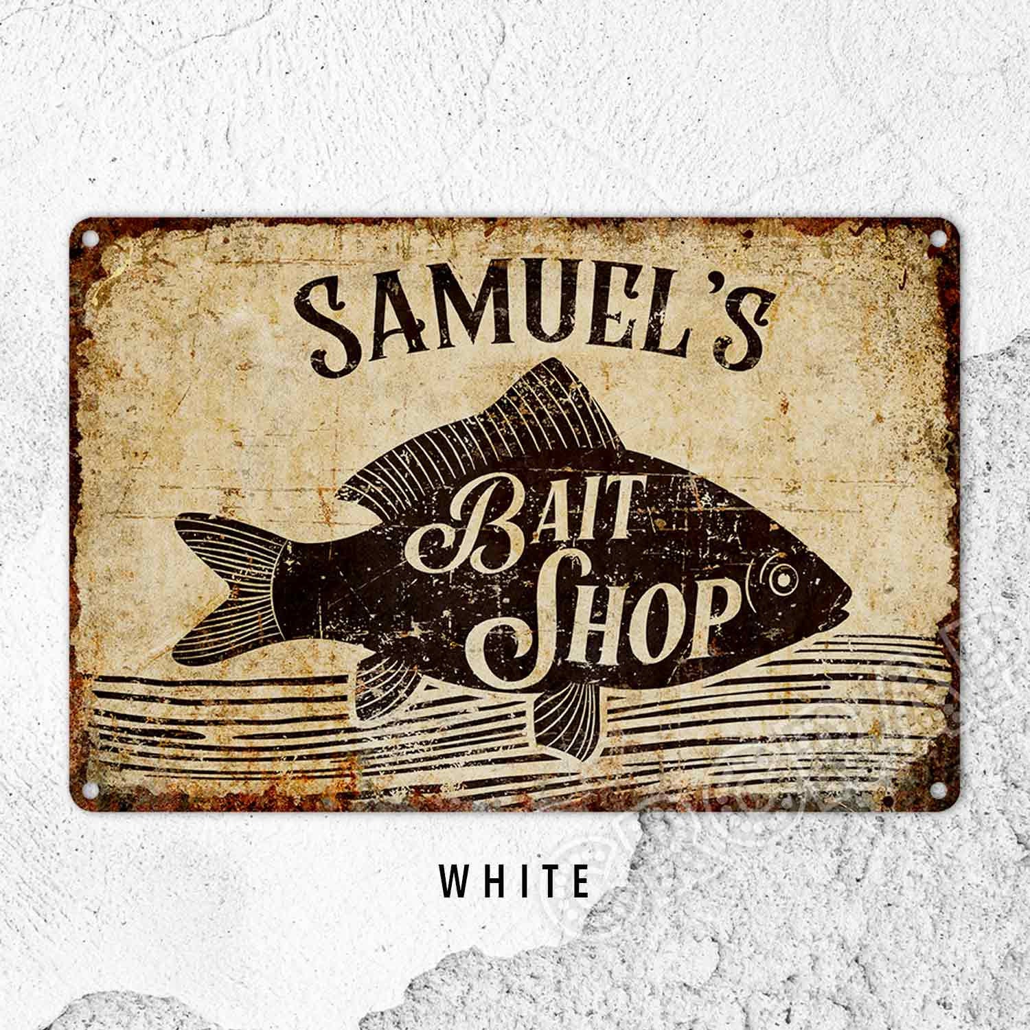 Bait Shop Personalized Metal Sign – Custom Vintage Fishing Plaque for ...