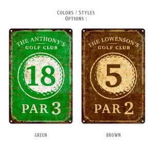 Custom Golf Sign, Golf Club Sign, Golf Course Hole Number, Par Number ...