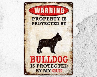 Warning Bulldog Sign - Etsy