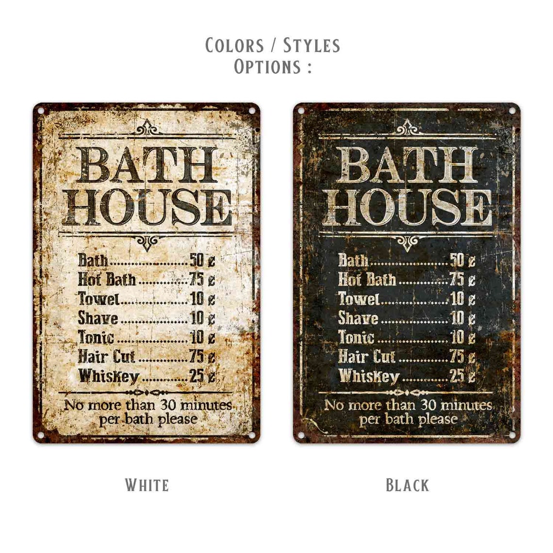 Metal Sign Bathroom Sign Bathroom Decor Bath House Rustic - Etsy