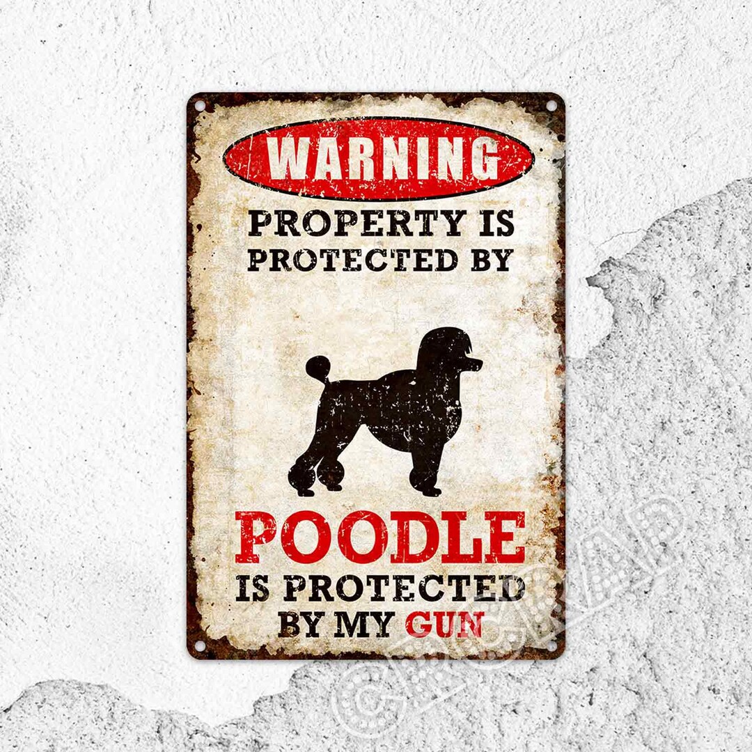 Beware of Dog Warning Sign, Metal Sign Decor, Poodle / Dog Graphic on ...