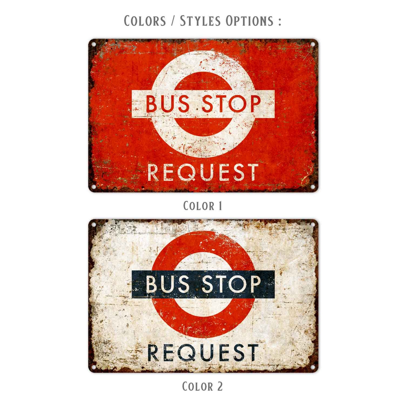 Retro Bus Stop Metal Sign – Vintage Public Transport Wall Decor for ...