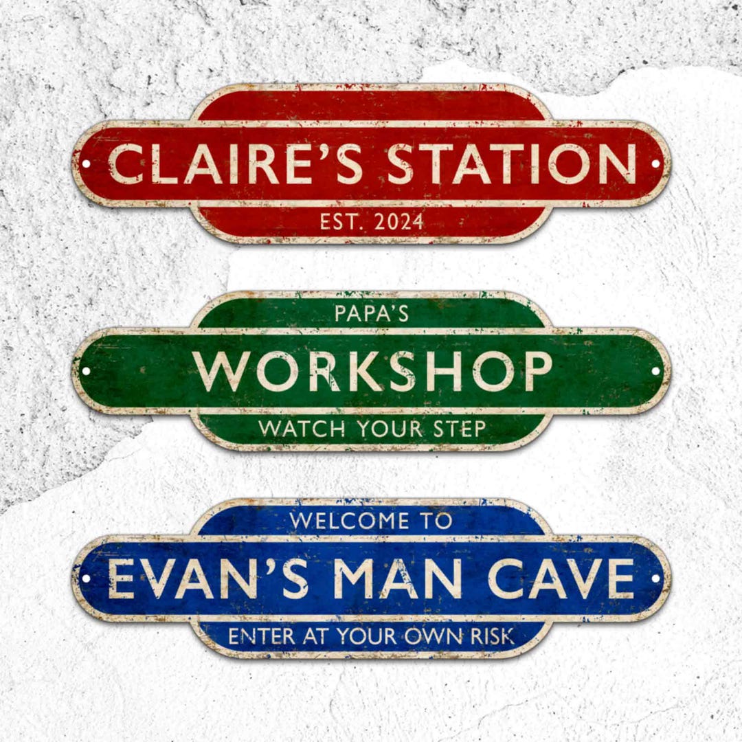 Custom Railway Station Metal Sign – Personalized Retro Industrial ...