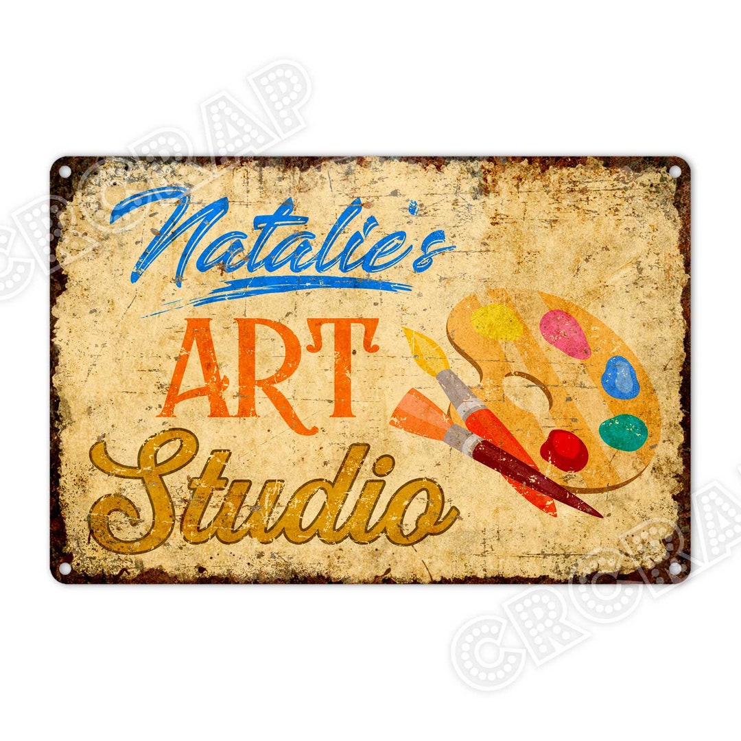 Custom Art Studio Sign, Rustic Style Personalized Metal Sign - Etsy