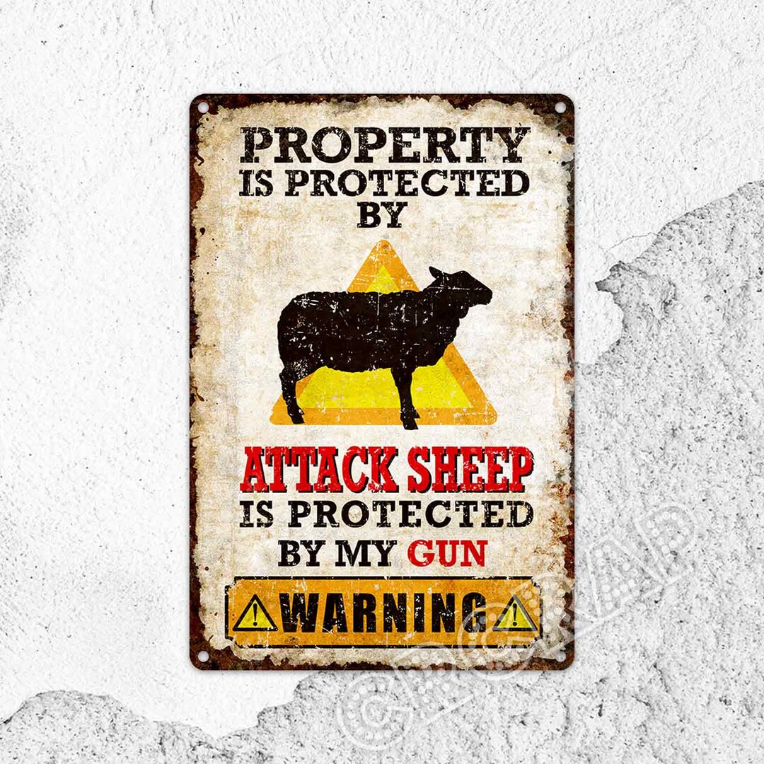Attack Sheep, Metal Sign, Warning Sign, Farmhouse Sign, Rusitc Wall ...
