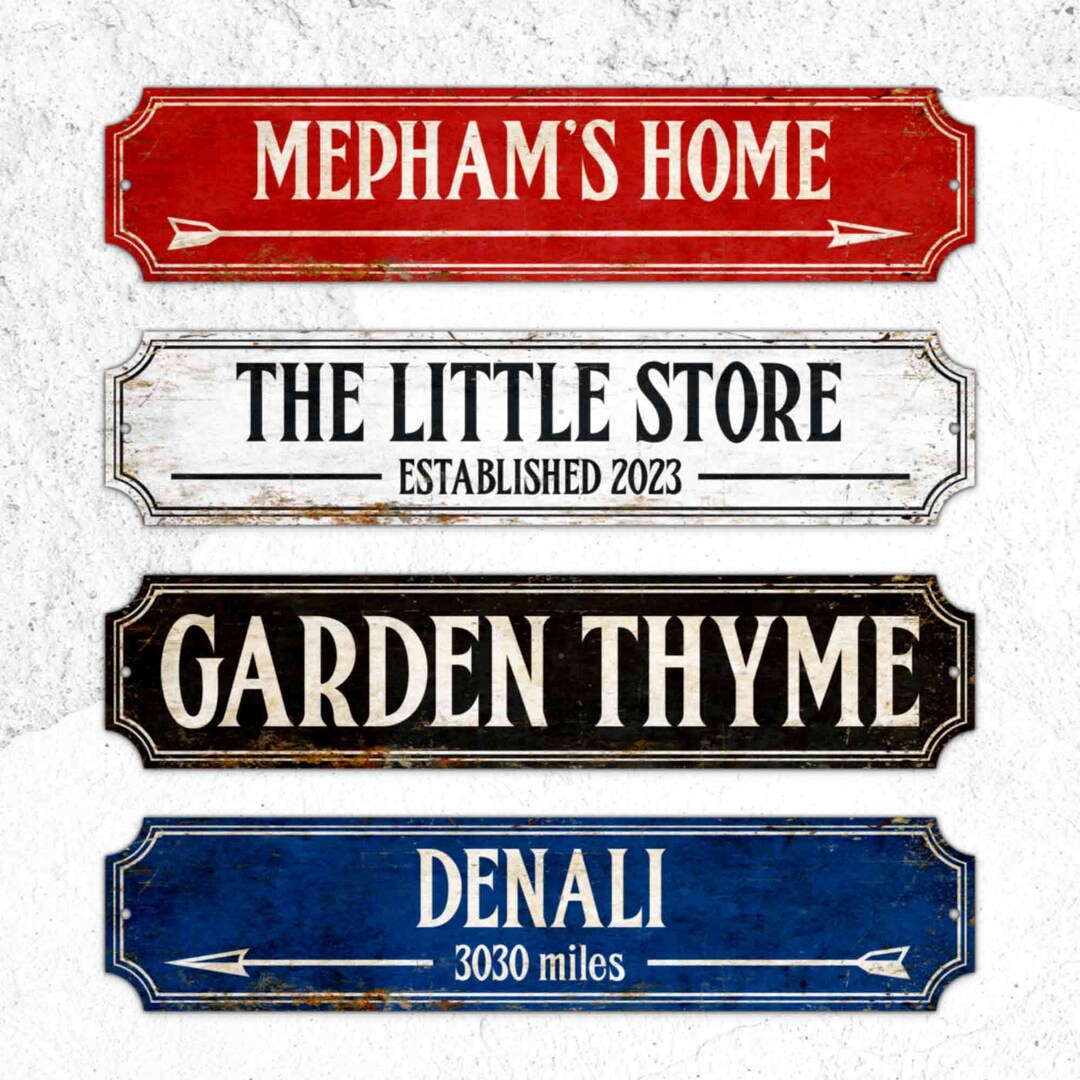 Custom Metal Street Sign, Rustic Personalized Text, Home Decor - Etsy