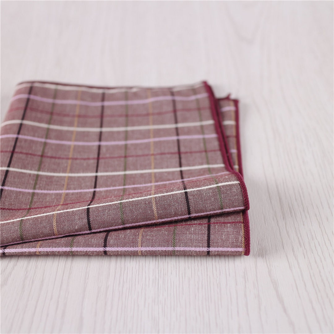 Coffee Brown Plaid Checked Cotton Pocket Squares Outdoor Wedding ...