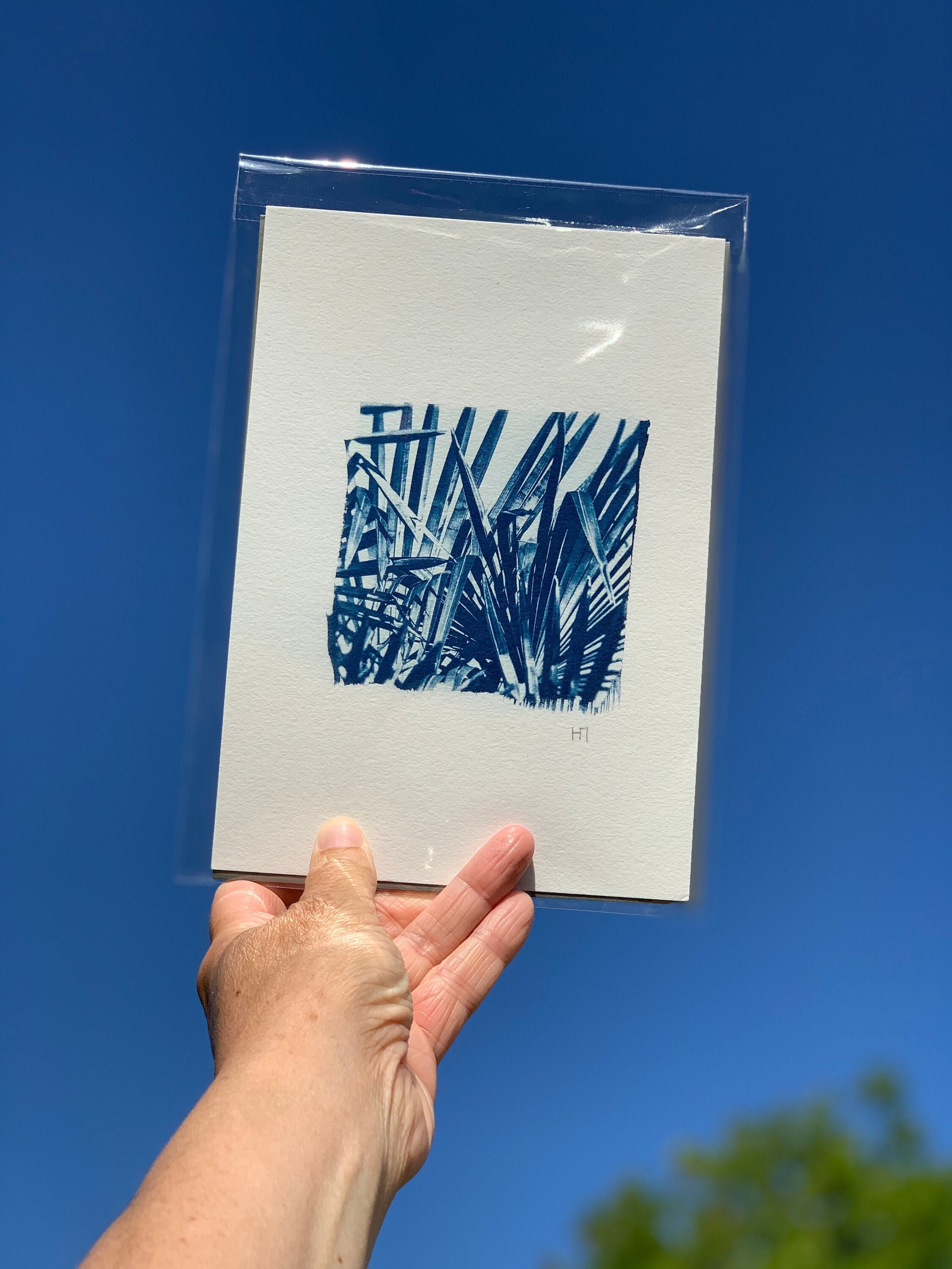 Original Cyanotype - Blue Palm Trees - Hand Made - Unique Piece of Art ...