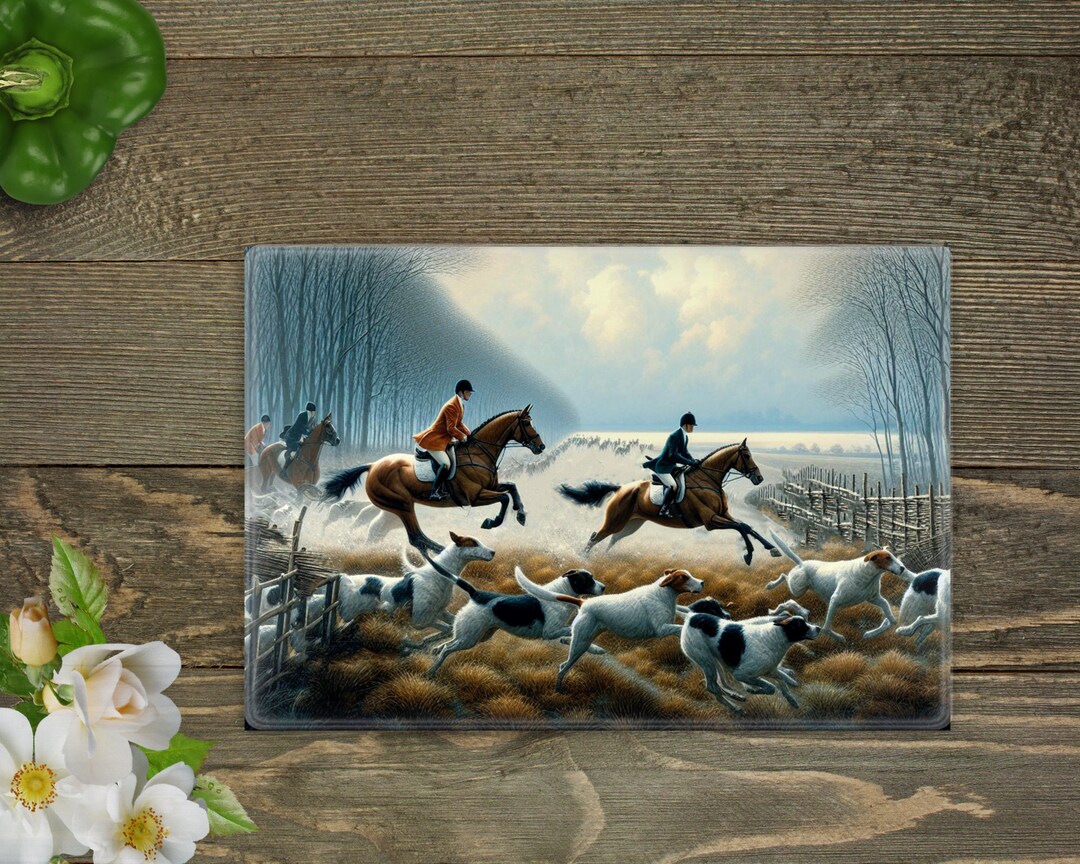 Fox Hunting Cutting Board, English Decor, Jumping Horses, English ...