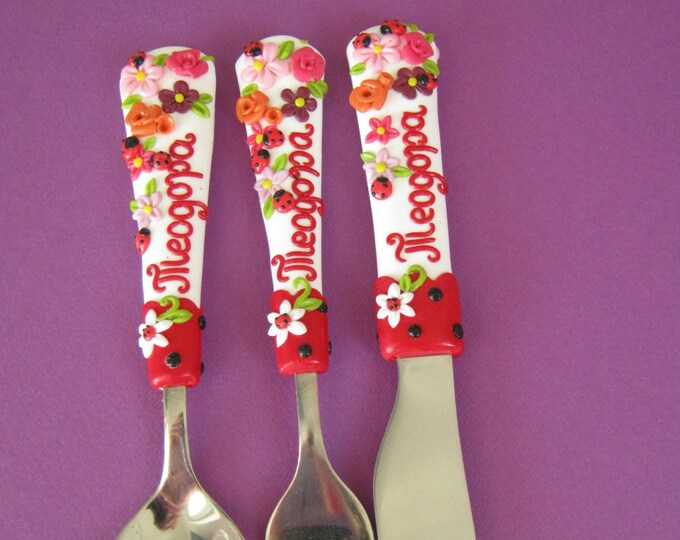 Ladybird Toddler Cutlery, Ladybug Baby Shower, Ladybug Spoon and Fork ...