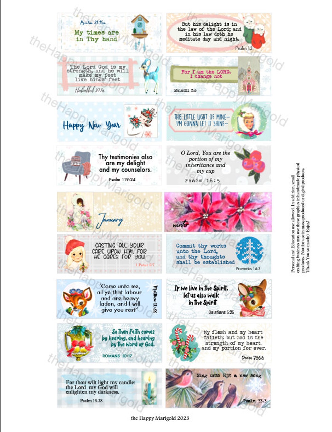 Digital-mini Bible Verse Cards-january Theme - Etsy