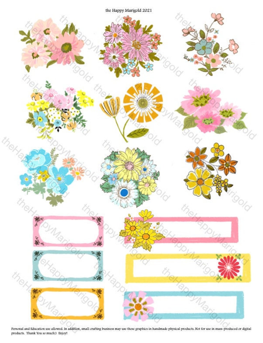 Digital-floral and Tag Bits - Etsy