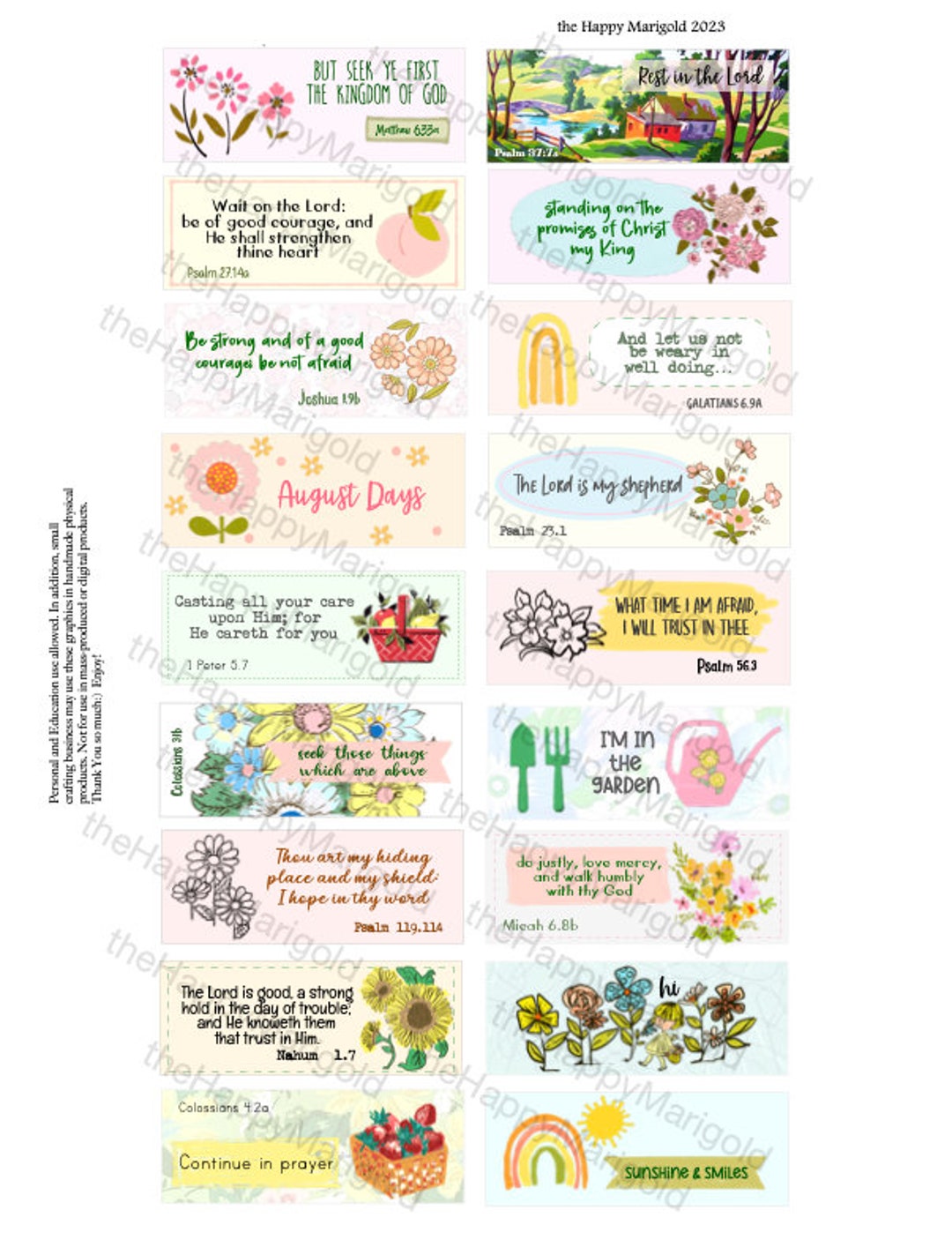 Digital-mini Bible Verse/hymn Cards-august Theme - Etsy