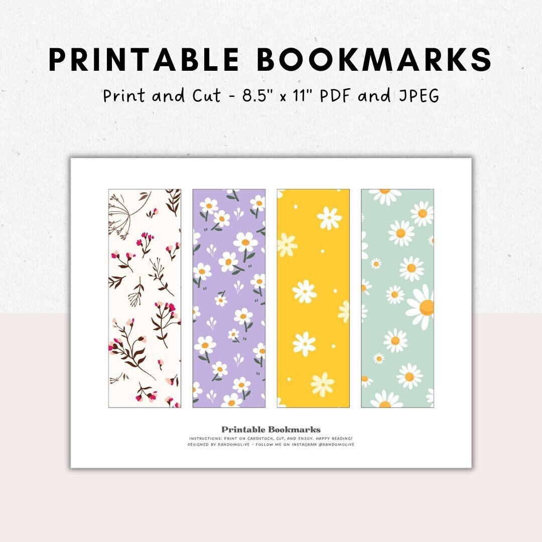 Floral Printable Bookmarks, Flower Pattern Bookmarks, Colorful ...