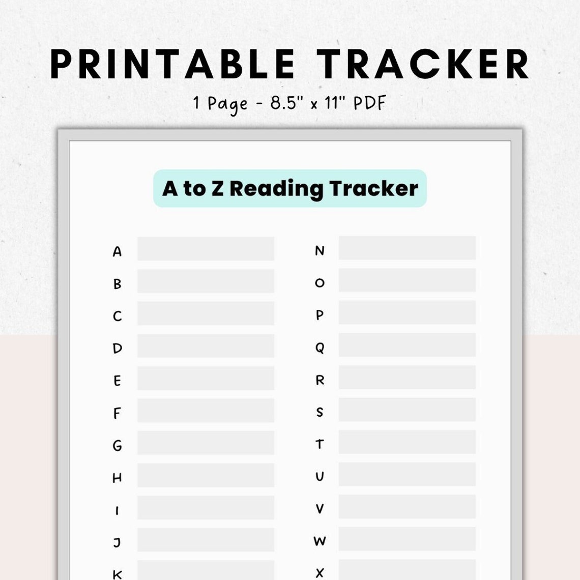 A to Z Reading Tracker Printable PDF Reading Challenge - Etsy