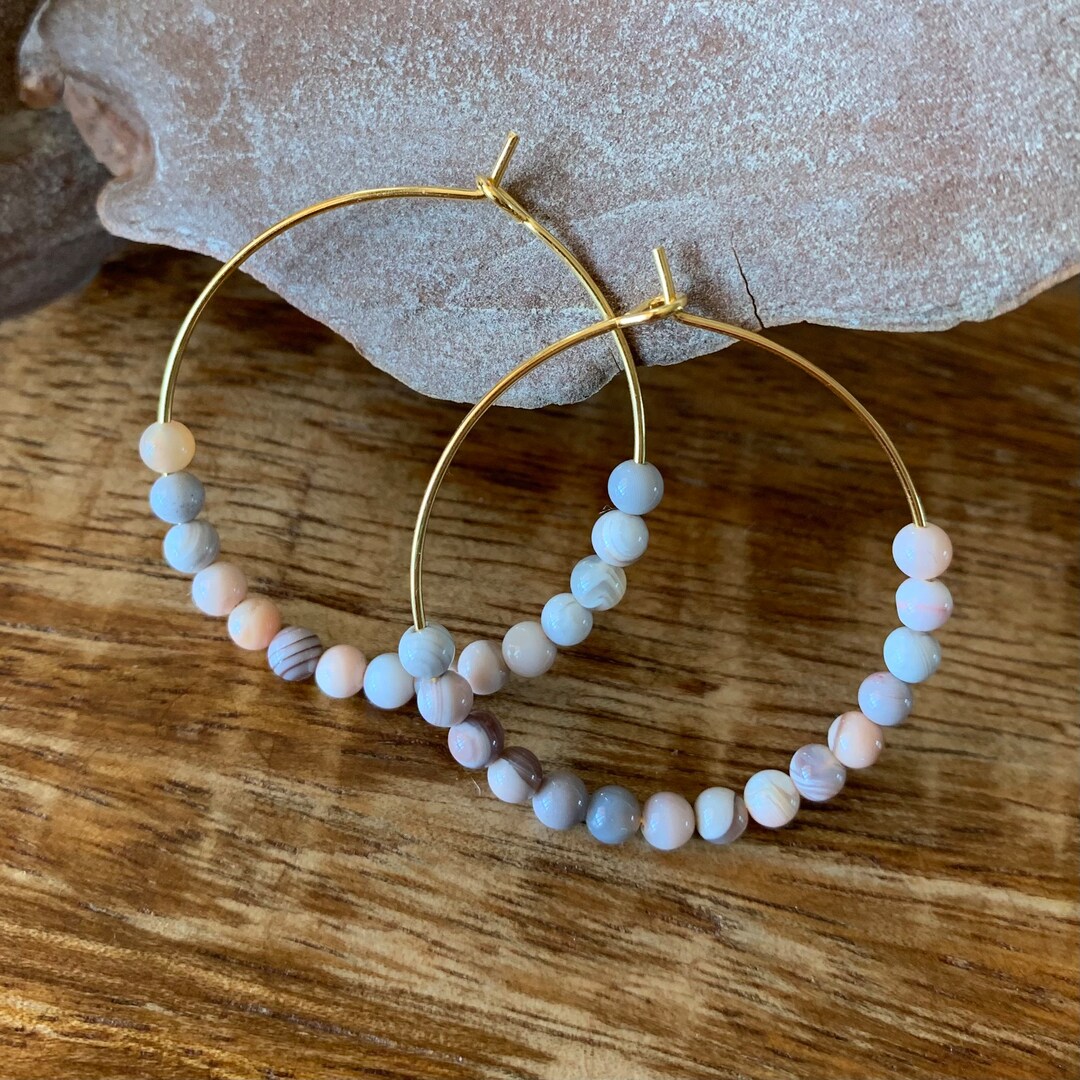 Bo Creoles Plated Gold and Mini Pearls Creoles Rosamar - Etsy