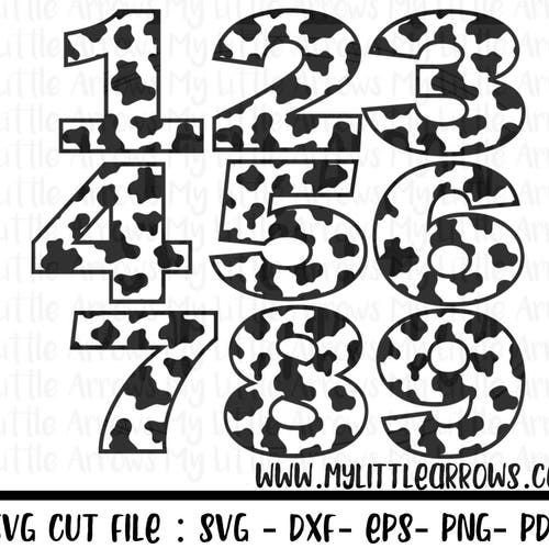 Cow Print Numbers SVG Dxf Eps Png Files for Cutting - Etsy