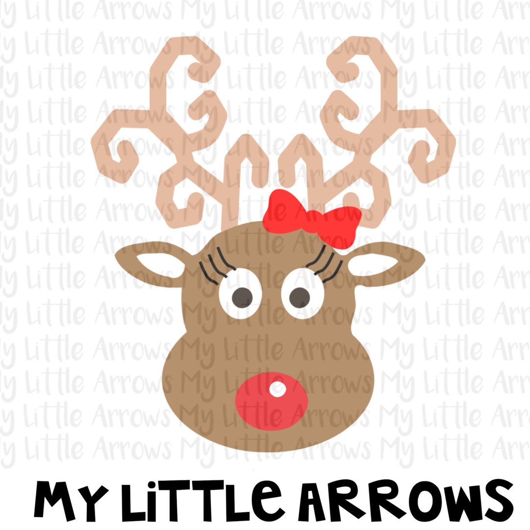 Reindeer Girl With Bow SVG, DXF, EPS, Png Files for Cutting Machines ...