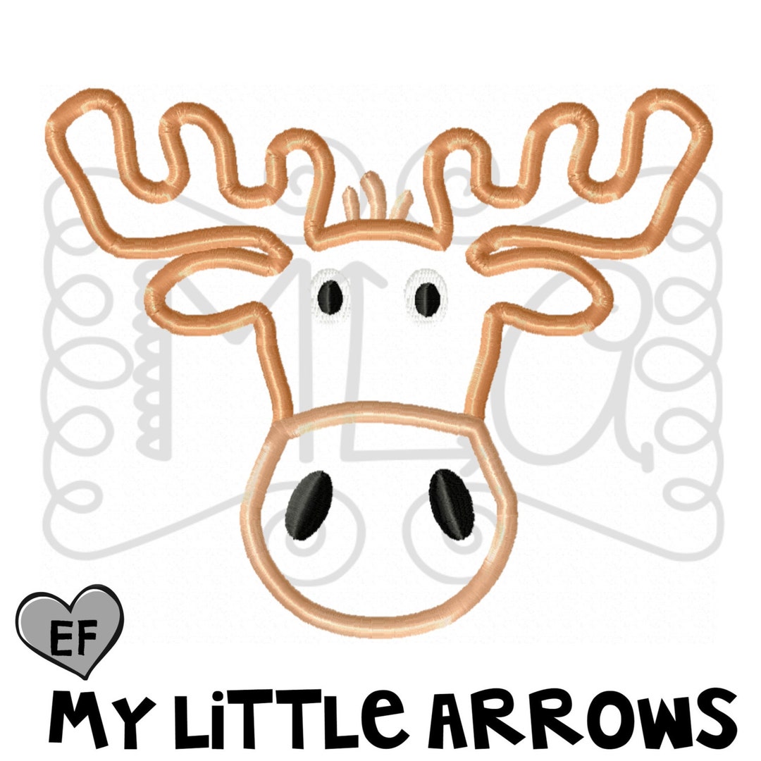 Moose Applique Embroidery 4x4 5x7 6x10 - Pes File -cute Moose ...