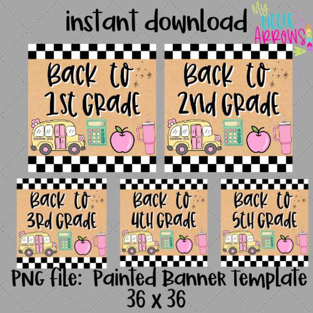 3 X 3 Painted Banner Template Set, Custom Banner, Back to School Banner ...