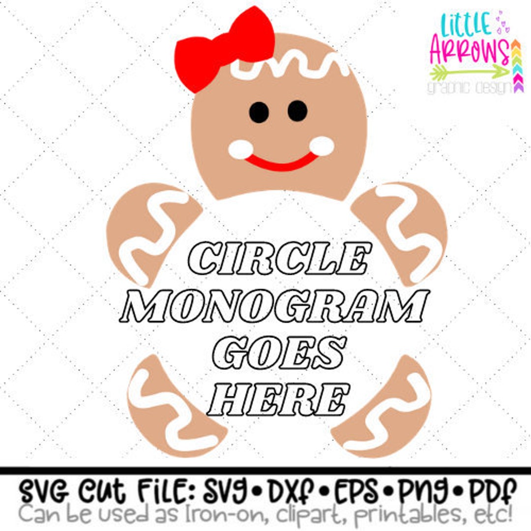 Gingerbread Girl Monogram Frame SVG, DXF, EPS, Png Files for Cutting ...