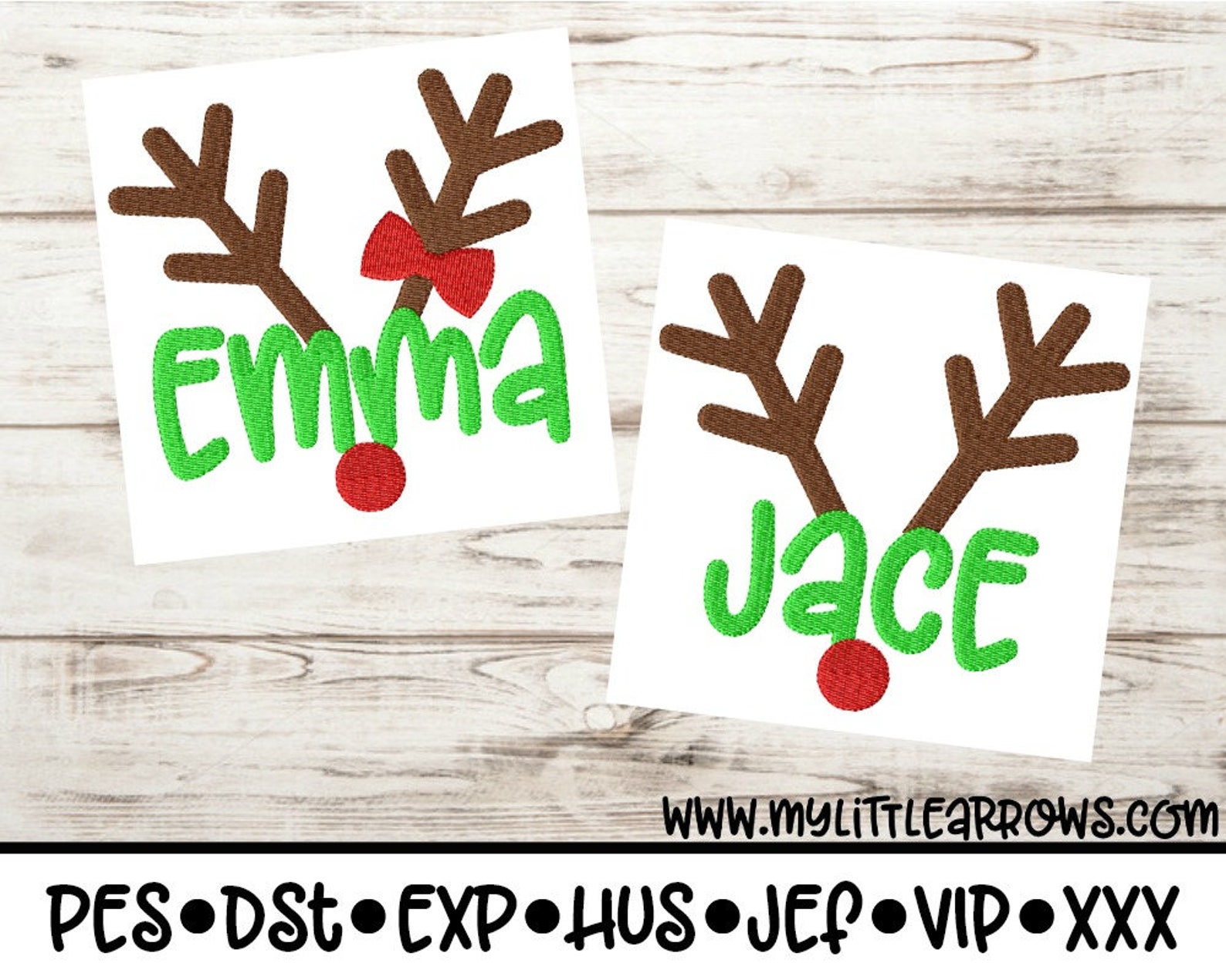 Personalized Sibling Matching Reindeer Embroidery Design 4x4 - Etsy
