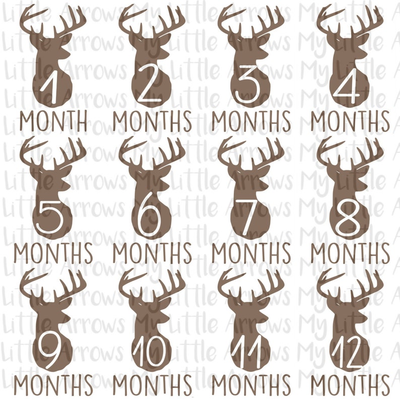 Baby Monthly Deer Stickers SVG DXF EPS Png Files for - Etsy