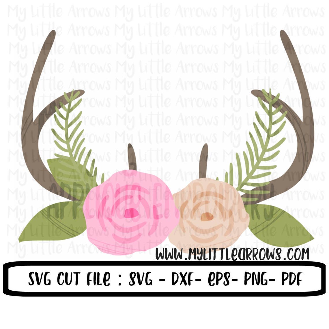 Floral Antlers SVG, DXF, EPS, Png Files for Cutting Machines Cameo or ...