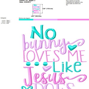 No Bunny Loves Me Like Jesus 4x4 5x7 6x10 Embroidery File Christian ...
