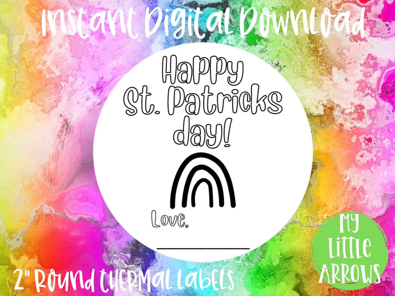 St. Patricks Day Sticker Template Round Thermal Printer - Etsy