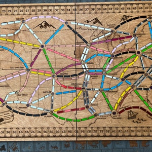 Personalized Wood & Acrylic Ticket to Ride Inspired GAME Board Ticket ...
