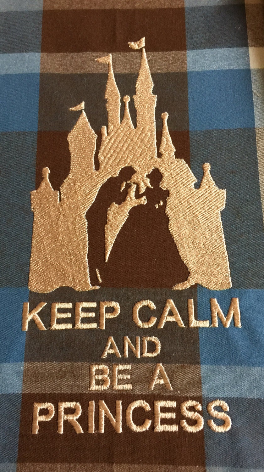 Keep Calm Princess Cinderella Silhouette Embroidery Design - Etsy