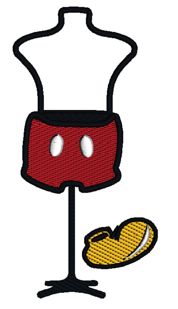Mickey Mouse Outfit Embroidery Design on Dress Form - Etsy