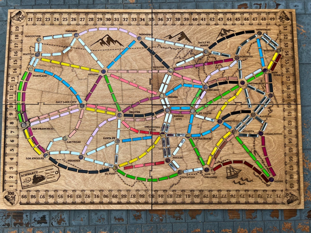 Personalized Wood & Acrylic Ticket to Ride Inspired GAME Board Ticket ...
