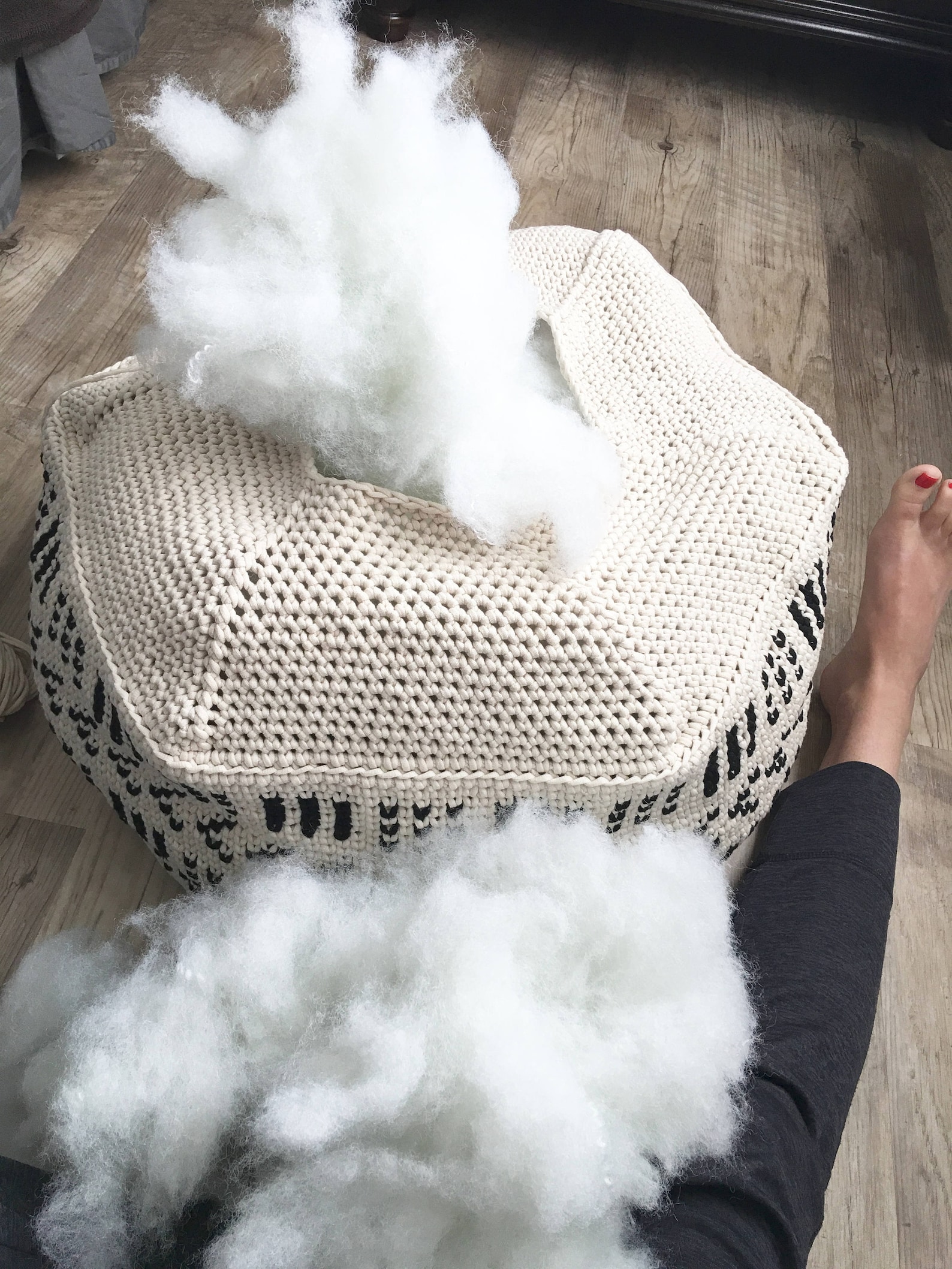 Crochet Pouf Pattern, Crochet Floor Pouf, Crochet Ottoman, Huge Crochet ...