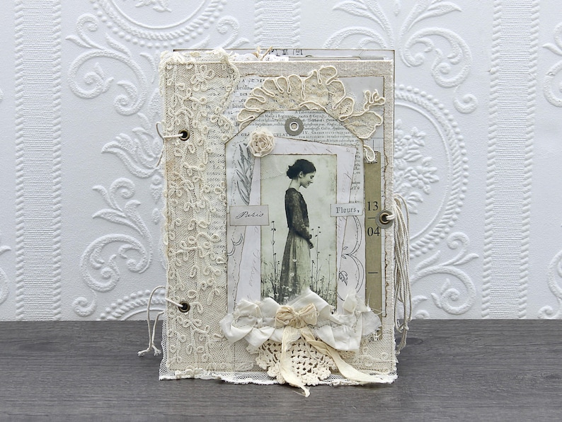 Botanical Junk Journal, Vintage Style A4 Writing Journal With Lace - Etsy