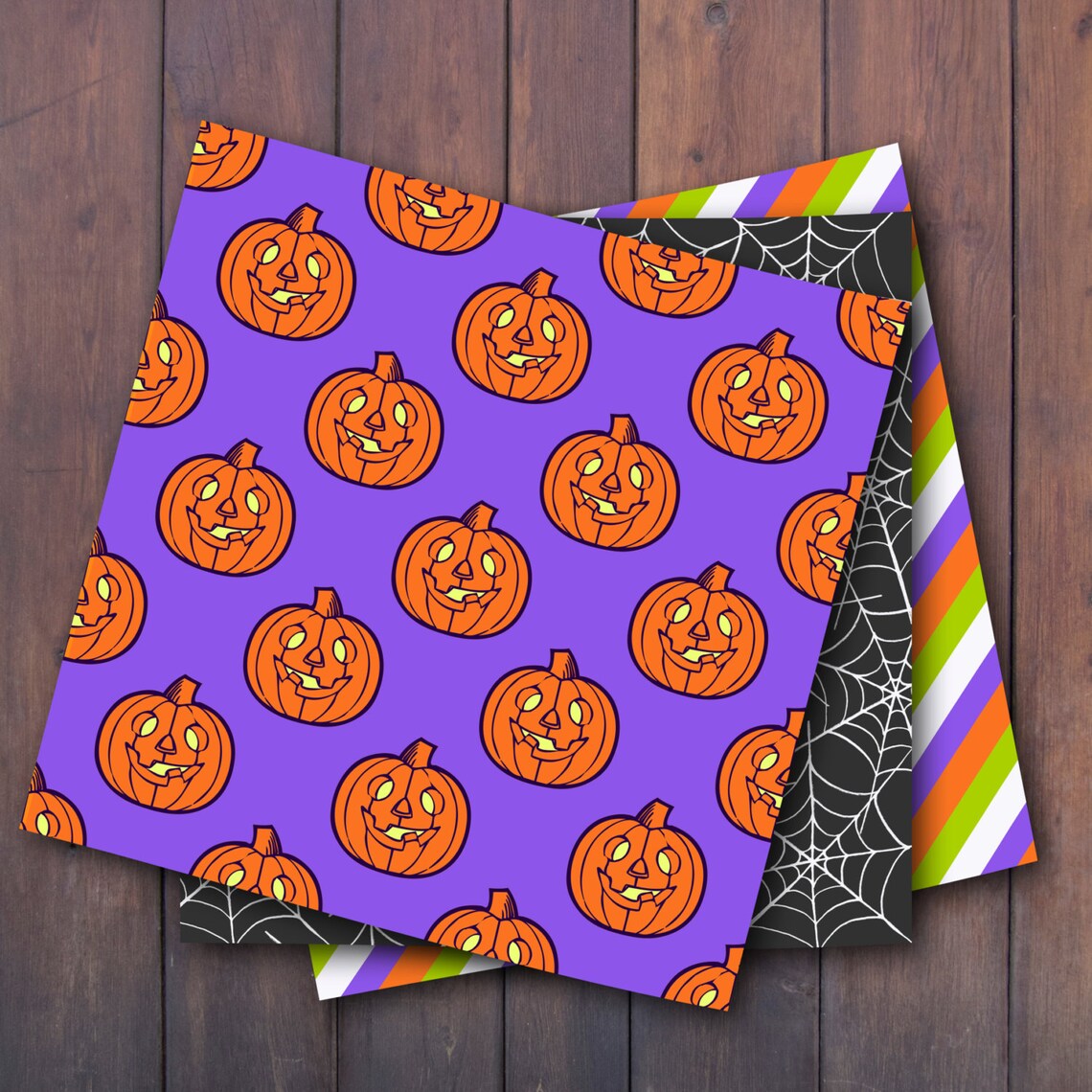 Halloween Digital Paper. Scrapbook Backgrounds Green Purple | Etsy